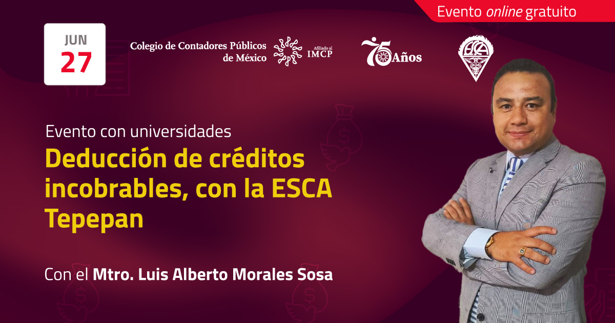 Deducción de cuentas incobrables, con la ESCA Tepepan